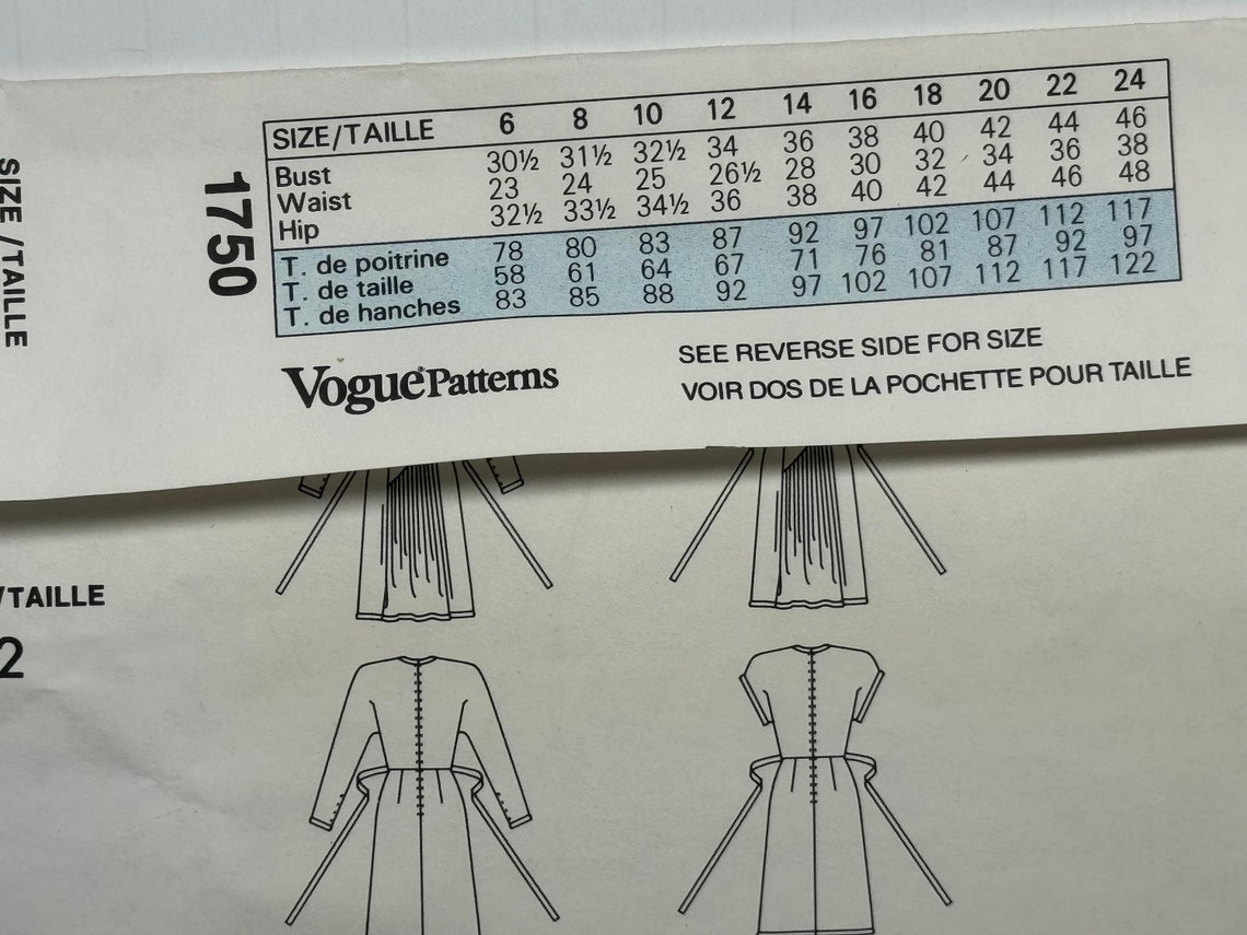 Vogue 1750 American Designer Geoffrey Beene Misses Mock Wrap Dress With ...