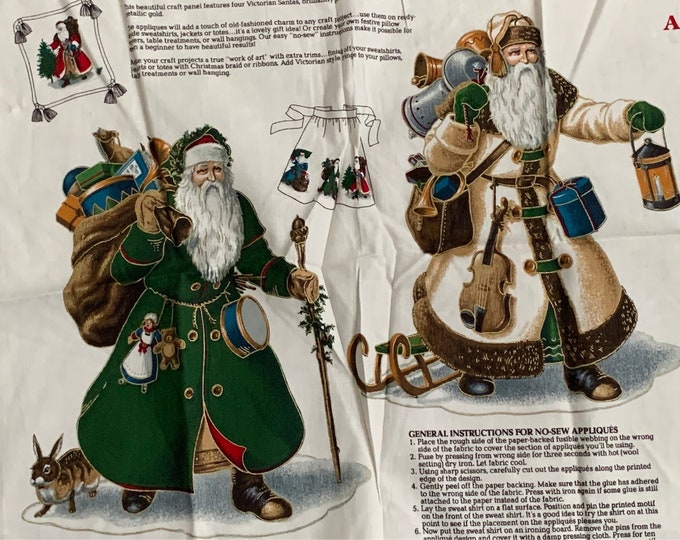 Cut and Sew VIP Cranston Christmas Santa Appliqués Fabric Panel Olde ...