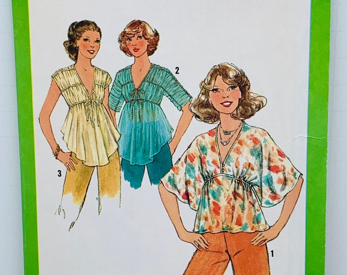 Vintage 70s Peasant Tops With Handkerchief Hem Simplicity 8576 Sewing ...