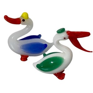 Vintage Art Glass Miniature Pelicans Birds 1.25” Tall Delicate Pair - Etsy