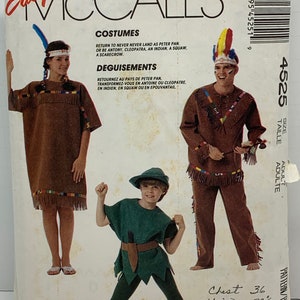 Adult Halloween Costume Sewing Pattern Native American Indian Peter Pan ...