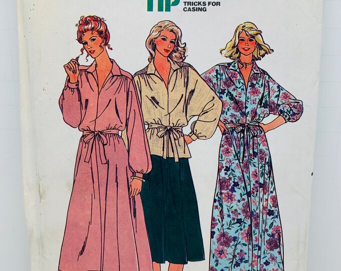 Misses Dress in Two Lengths Blouse and Flared Skirt Sewing Pattern ...
