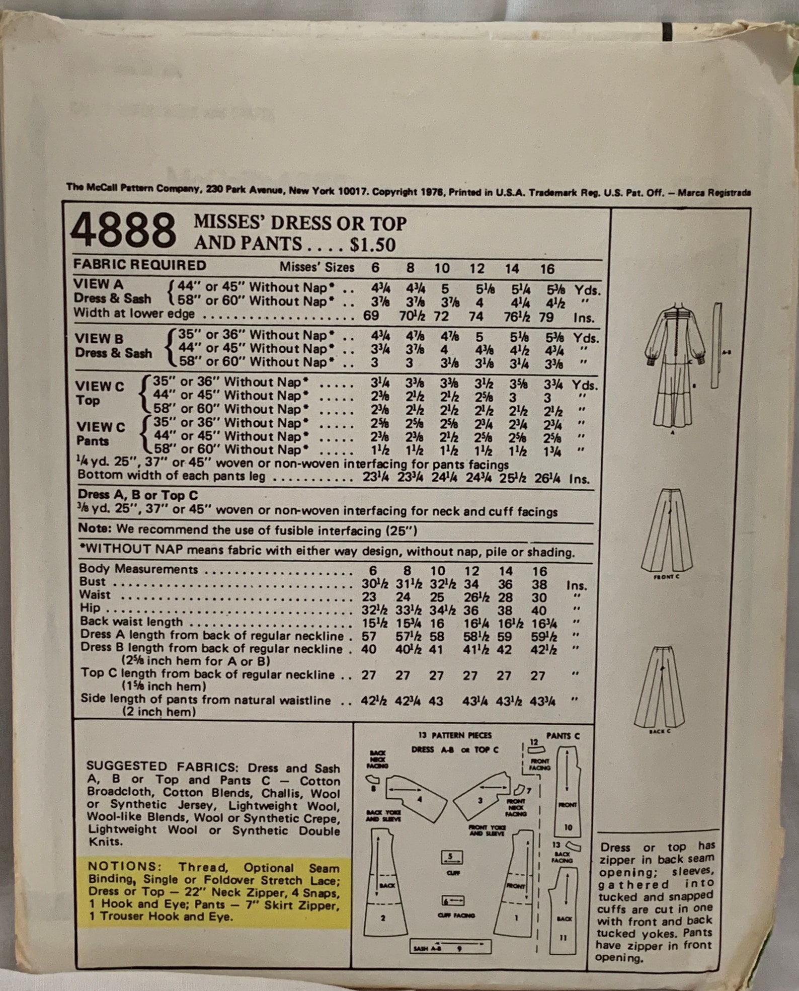 Vintage 70s MCCALLS 4888 Carefree Sewing Pattern Marlo Thomas - Etsy