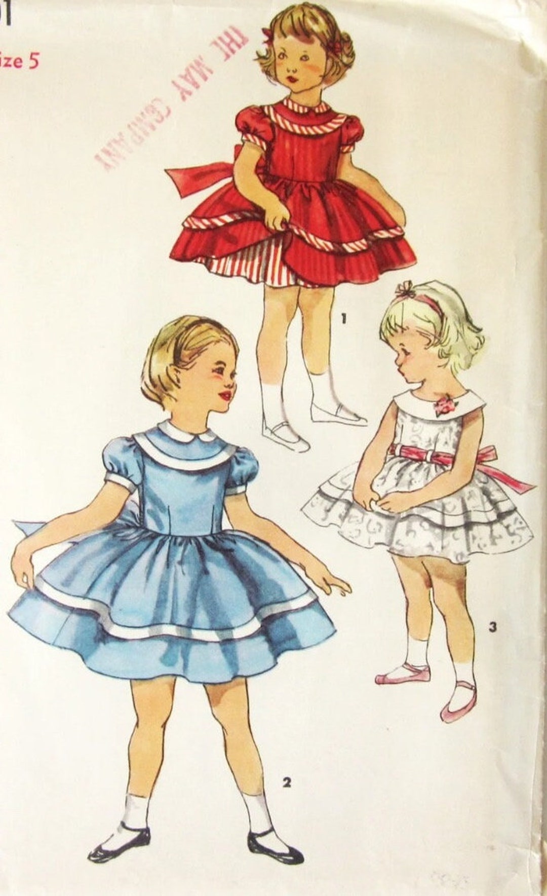 Vintage 1950s Girls and Toddler Party Dress Sewing Pattern - Etsy