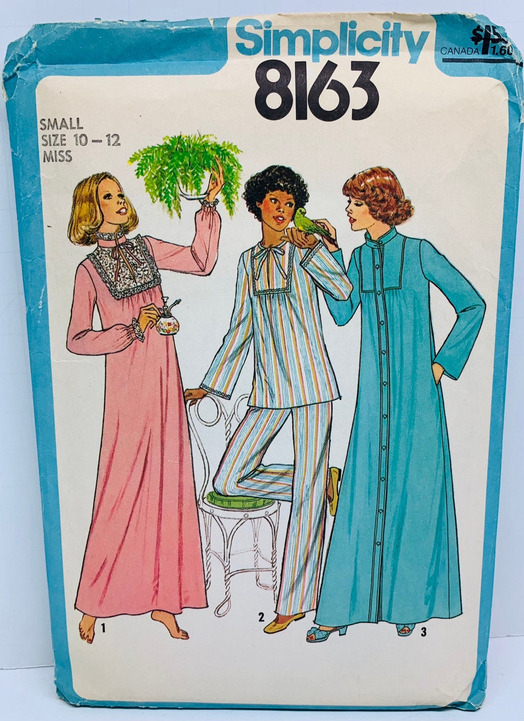 Vintage 1970s Misses Nightgown Pajamas and Robe Sewing Pattern Pjs ...