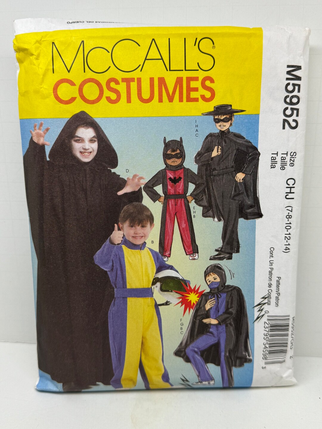 Mccall’s 5952 Children’s Halloween Costume Sewing Pattern Dracula Devil ...