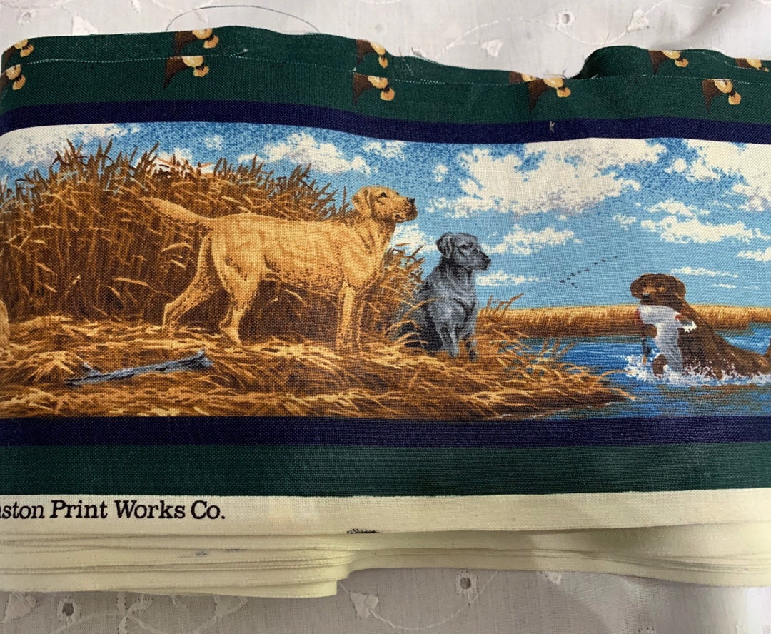 4.5 Quilt Border Fabric Cotton Vintage Dogs Duck Hunting Retrieving ...