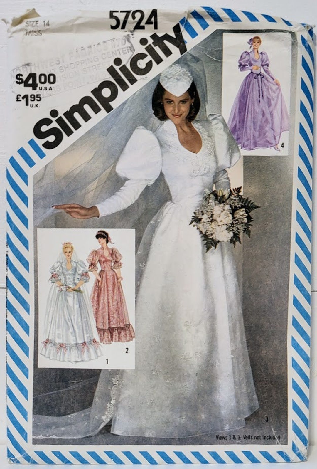 Misses 1980s Lined Bride and Bridesmaid’s Dresses Detachable Train ...