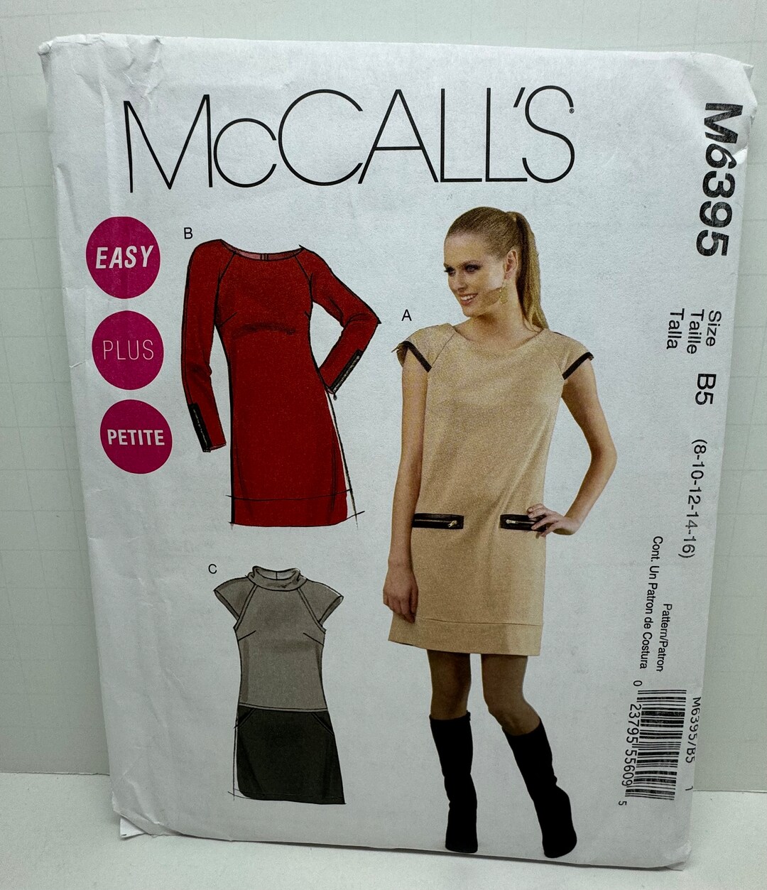 Mccall’s 6395 Dress Sewing Pattern Cap or Long Sleeves and Stand or ...