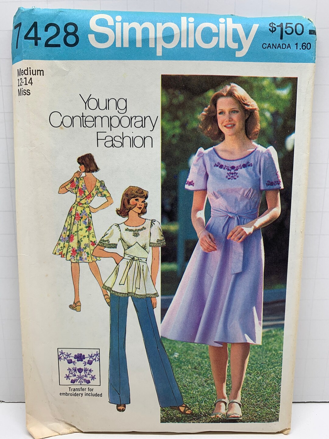 Vintage 70s Simplicity 7428 Misses Back Wrap Dress or Top Sewing ...