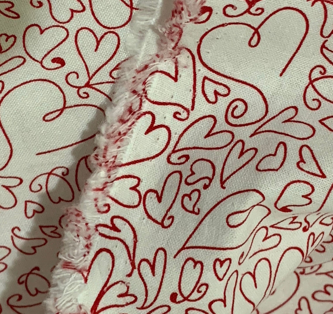 Whimsical Red Hearts Cotton Fabric White Background - Etsy