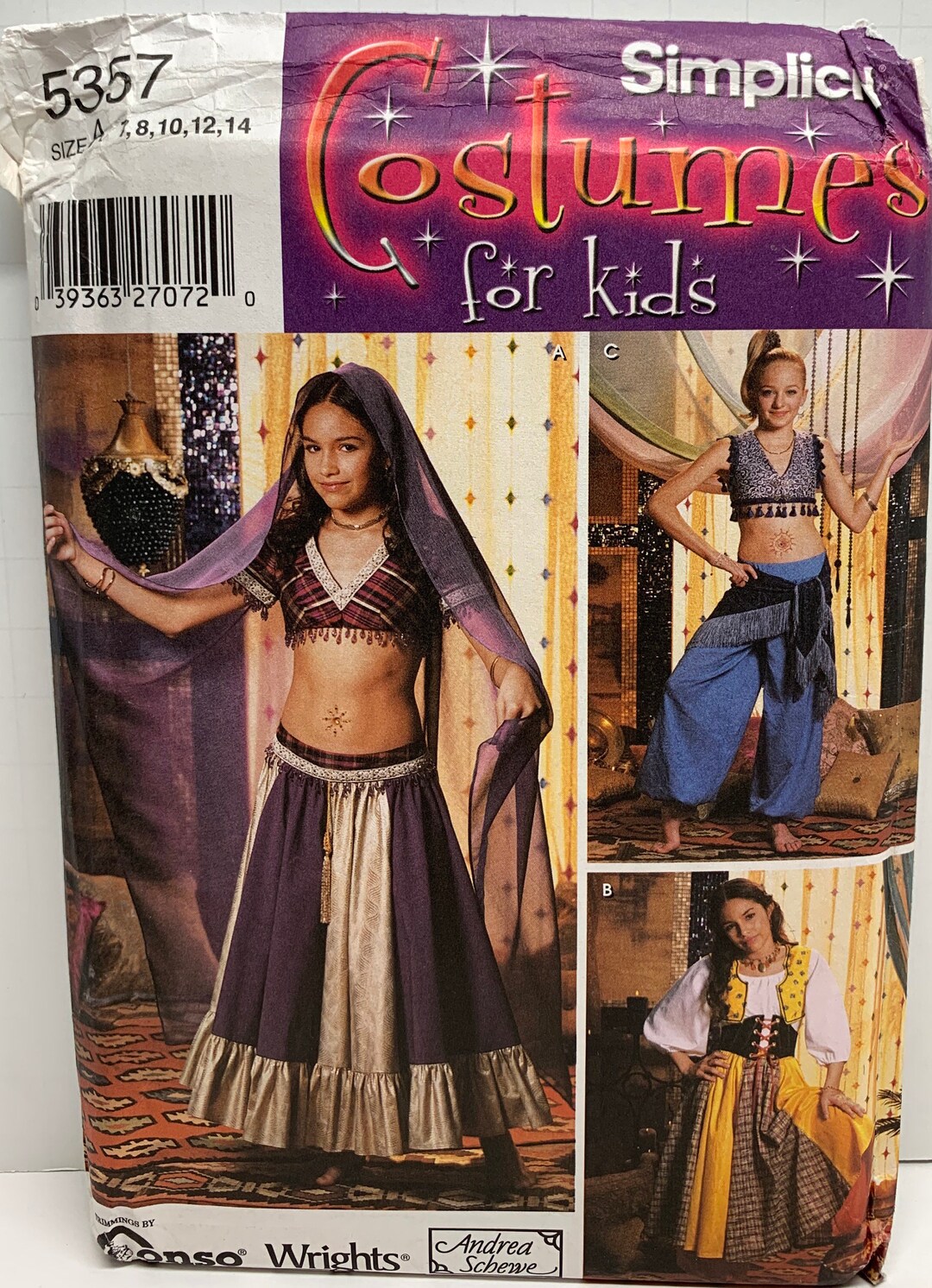 Simplicity 5357 Girls Medieval Renaissance Gypsy Genie Wench Peasant ...