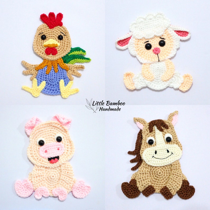 PATTERN Farm Animals Applique Set Rooster Lamb Pig and - Etsy