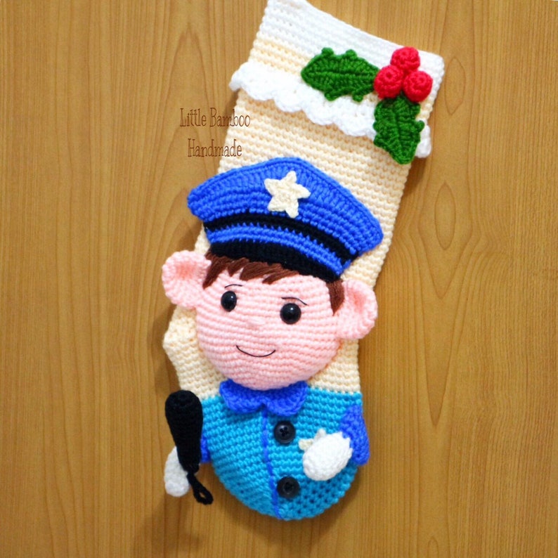PATTERN - Policeman Christmas Stocking - Crochet Pattern, Pdf - Etsy