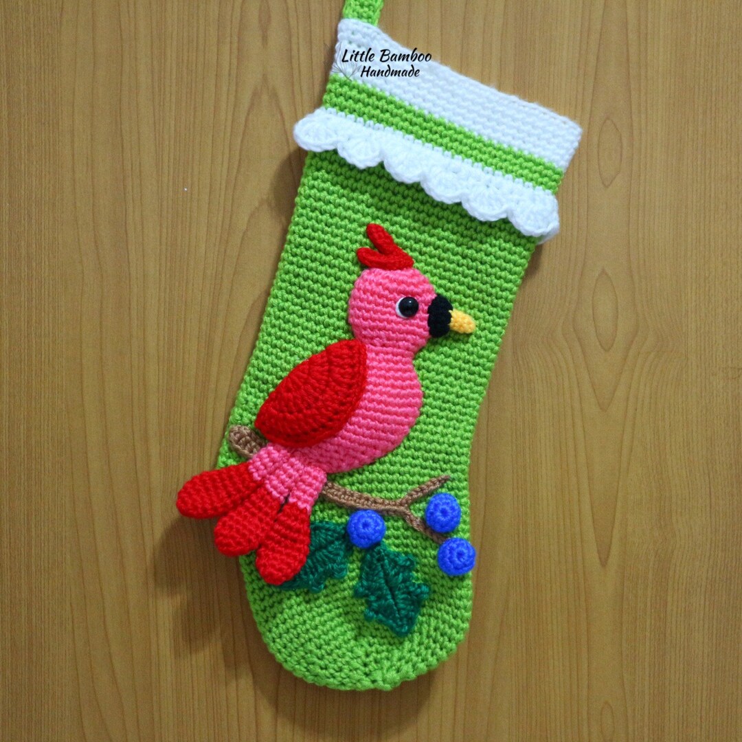 PATTERN - Red Bird Christmas Stocking - Crochet Pattern, Pdf - Etsy