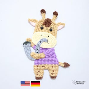 PATTERN- Giraffe Playing Saxophone Applique-crochet Pattern, Pdf - Etsy