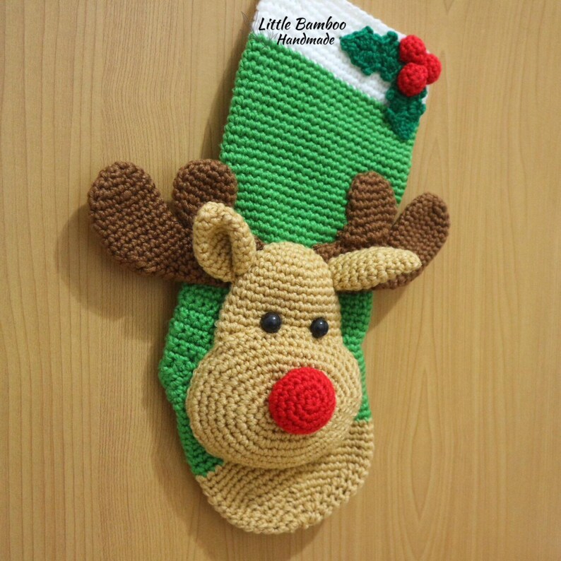 PATTERN Reindeer Christmas Stocking Crochet Pattern Pdf - Etsy UK