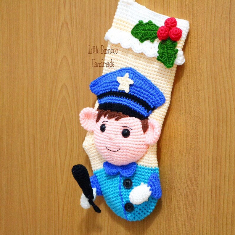 PATTERN - Policeman Christmas Stocking - Crochet Pattern, Pdf - Etsy