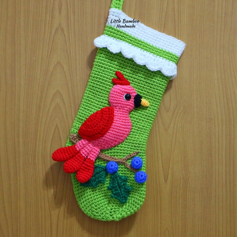 PATTERN Red Bird Christmas Stocking Crochet Pattern Pdf | Etsy