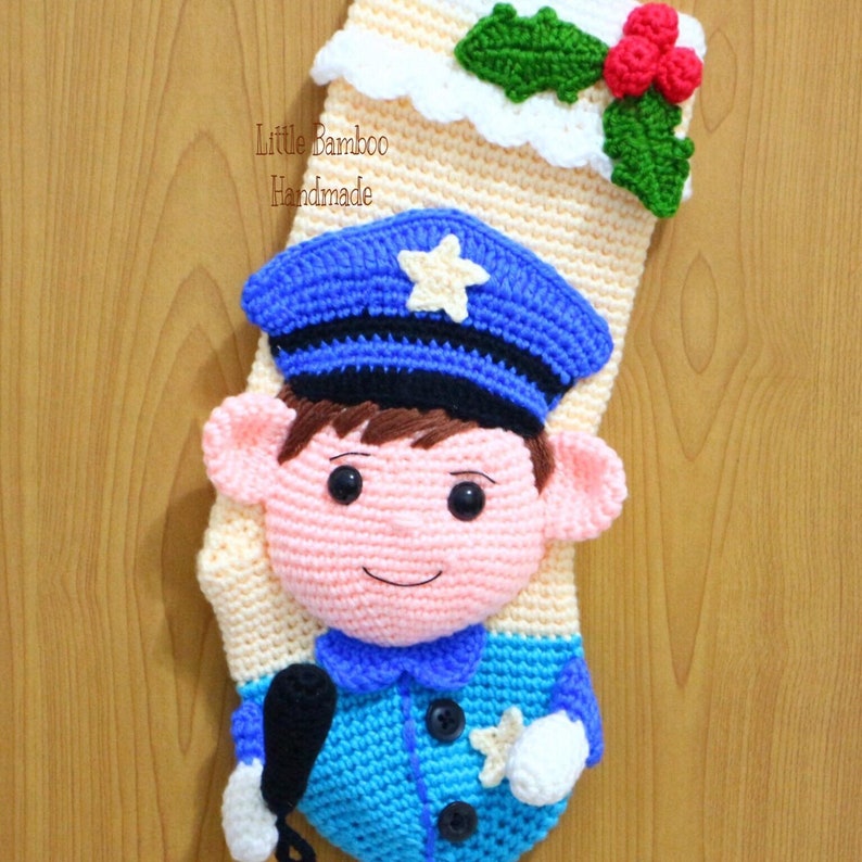 PATTERN - Policeman Christmas Stocking - Crochet Pattern, Pdf - Etsy