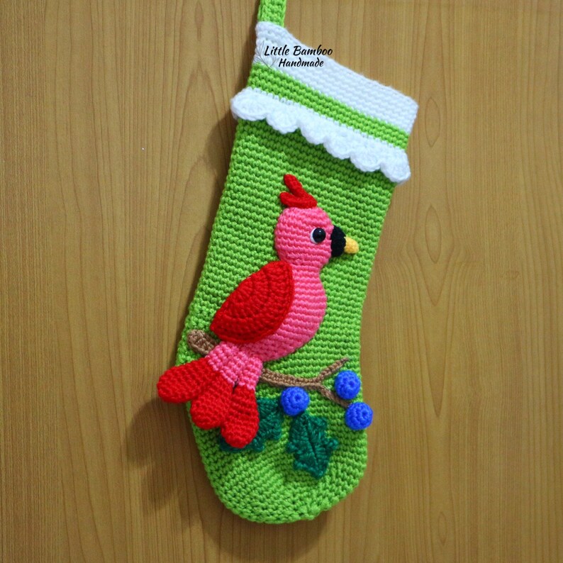 PATTERN Red Bird Christmas Stocking Crochet Pattern Pdf - Etsy