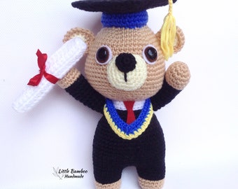 Crochet Graduation Bear, Crochet Bear, Graduation Bear, Crochet Toy ...