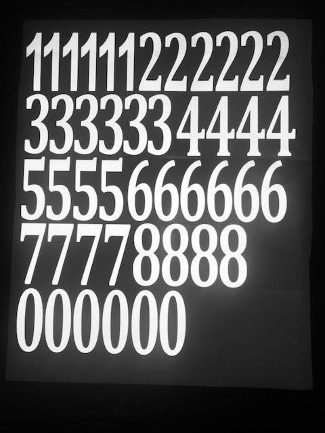 Reflective Sheet of Numbers - Etsy