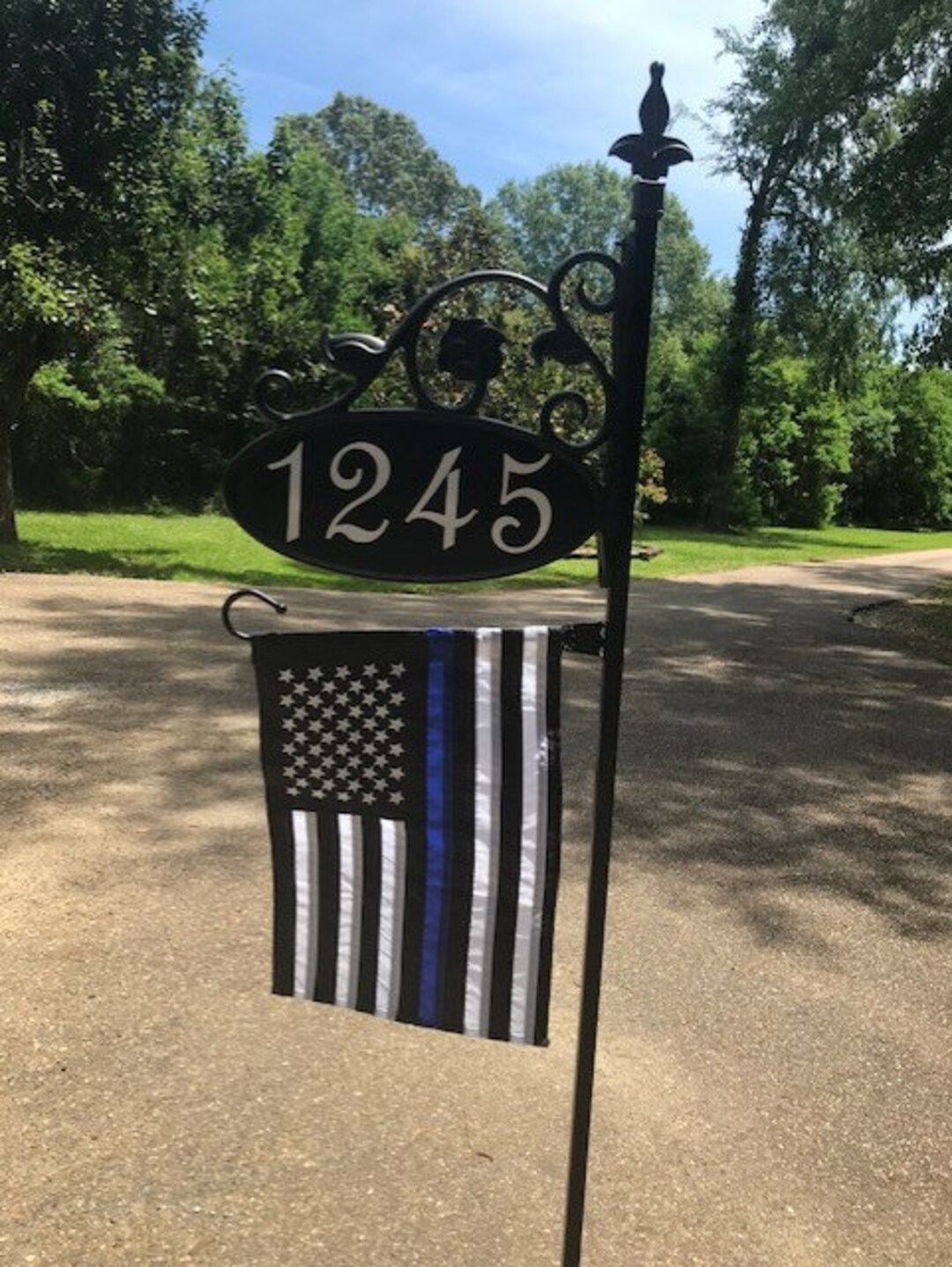 Park Ave Reflective Address Yard Sign With Thin Blue Line Flag- 58" - Etsy