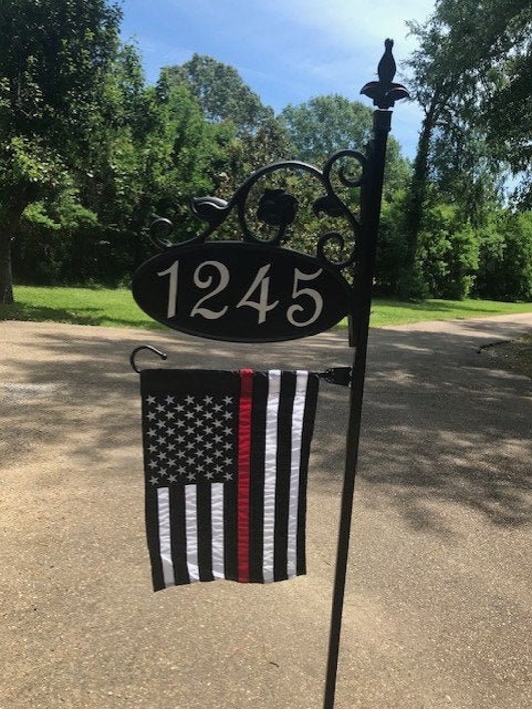 Park Ave Address Yard Sign With Thin Red Line Flag- 58" - Etsy