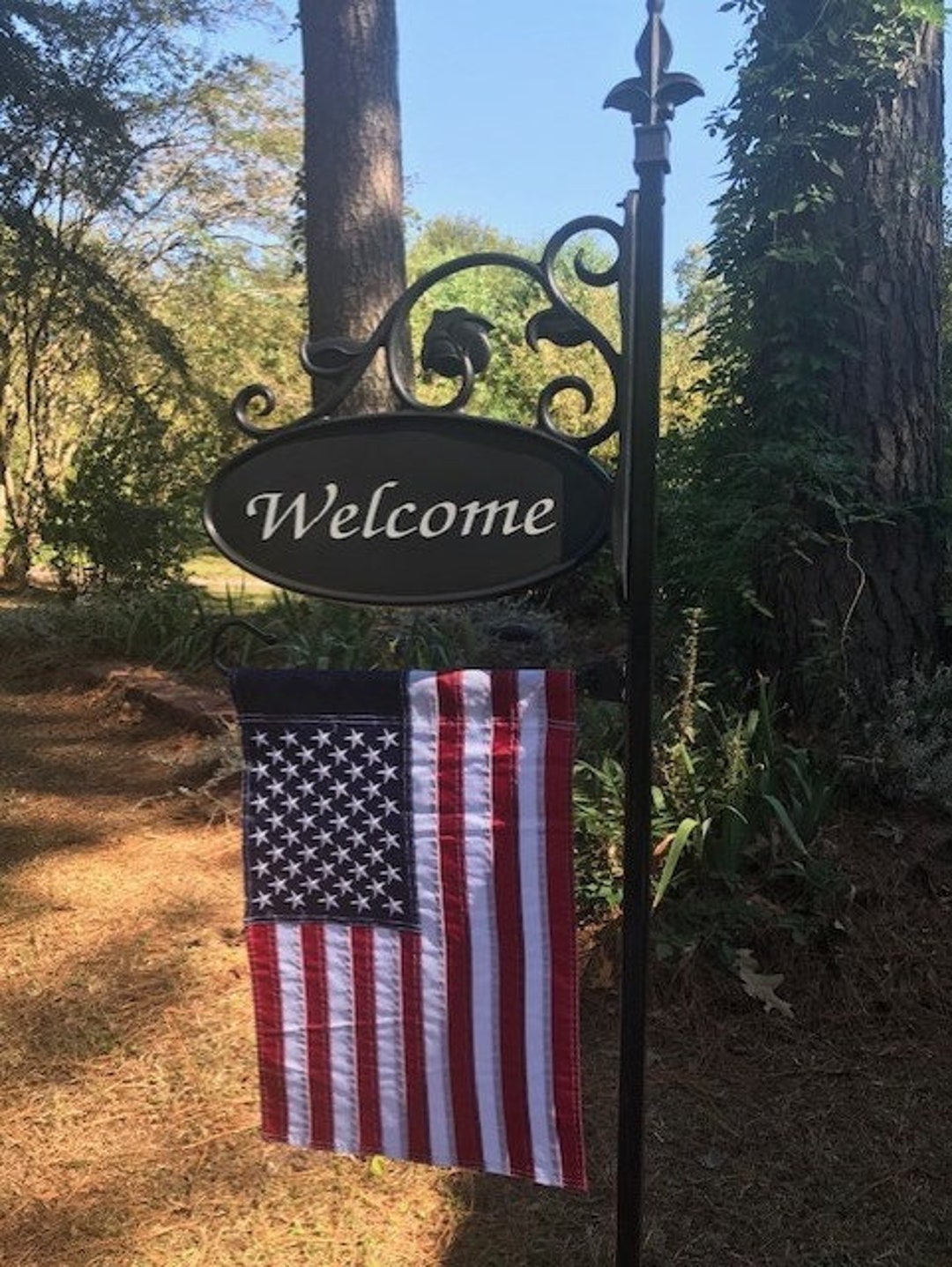 Welcome Sign With American Flag - 58" - Etsy