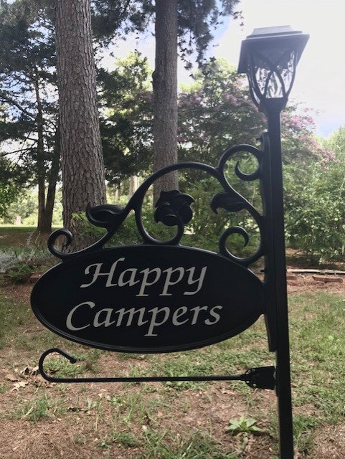 Happy Camper Sign With Flag Holder and Solar Light - 48" - Etsy