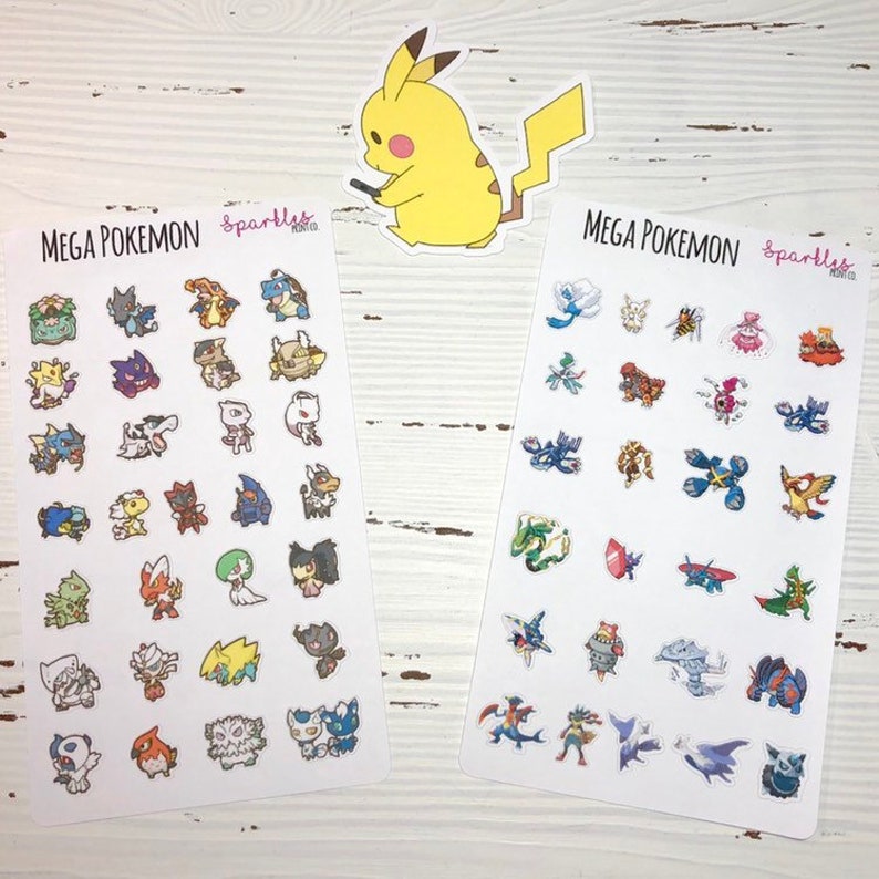 Mega Pokemon Vinyl Stickers Planner Stickers & Accessories - Etsy