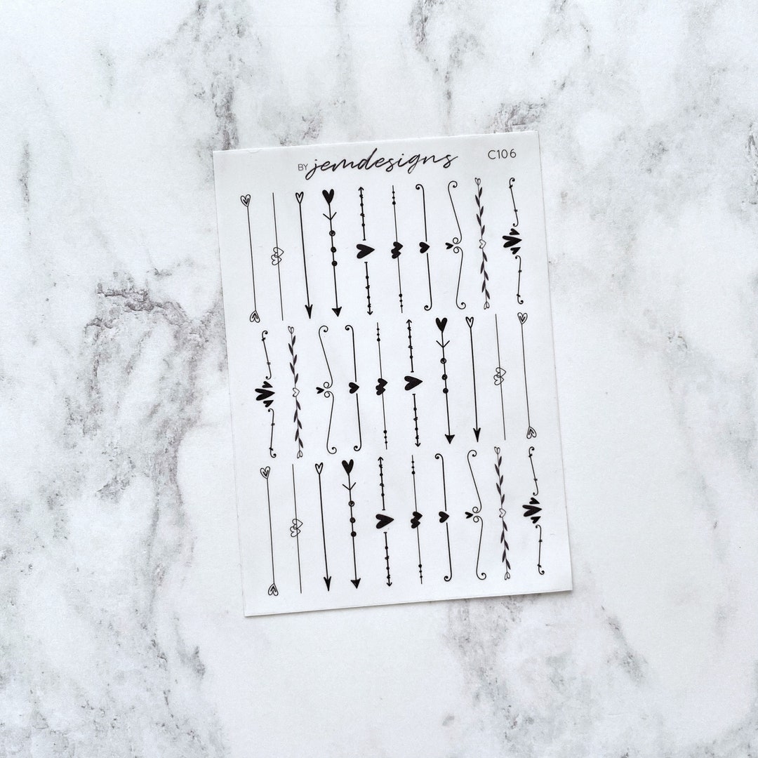 CLEAR Heart Text Divider Stickers Transparent Decorative - Etsy