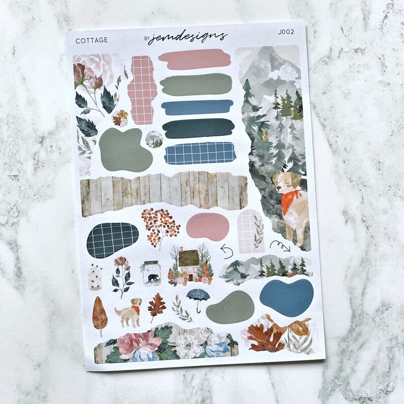 Cottage JOURNAL Sticker Kit, One Page Journaling Planner Stickers ...