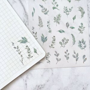 CLEAR Green Leaves Deco Stickers, Transparent Greenery Decorative Mini ...