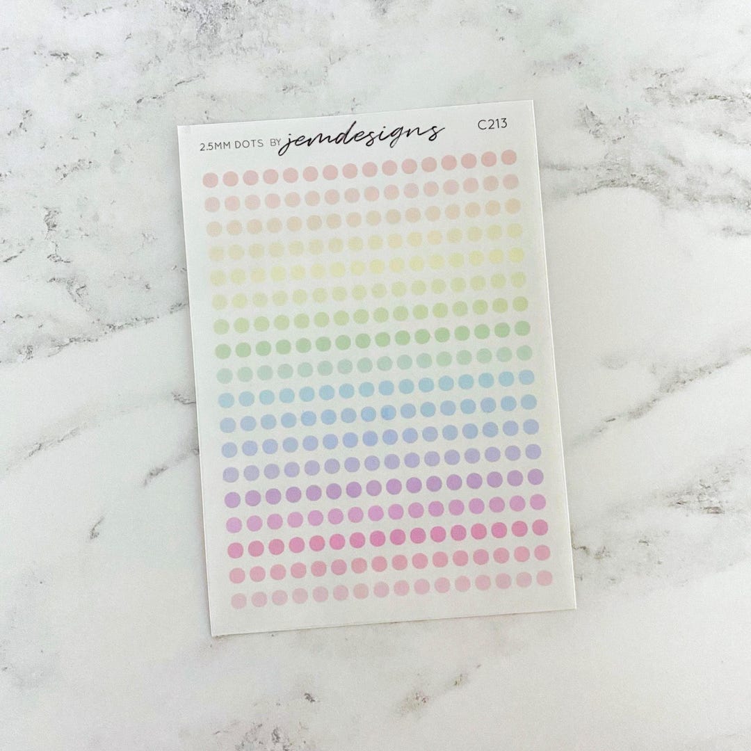 CLEAR 2.5mm Micro Dots, Pastel Rainbow Stickers, Tiny Mini Stickers ...