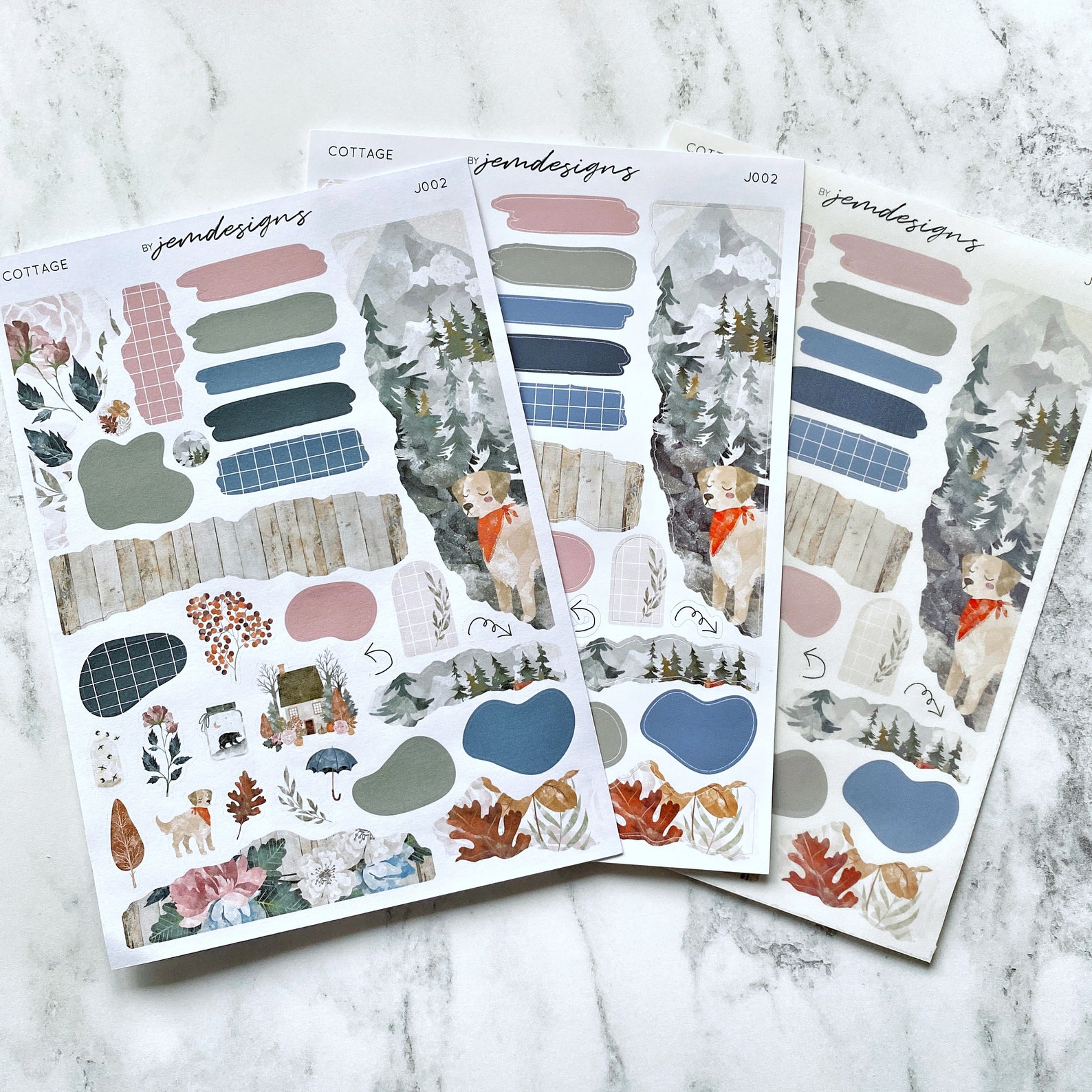 Cottage JOURNAL Sticker Kit, One Page Journaling Planner Stickers ...