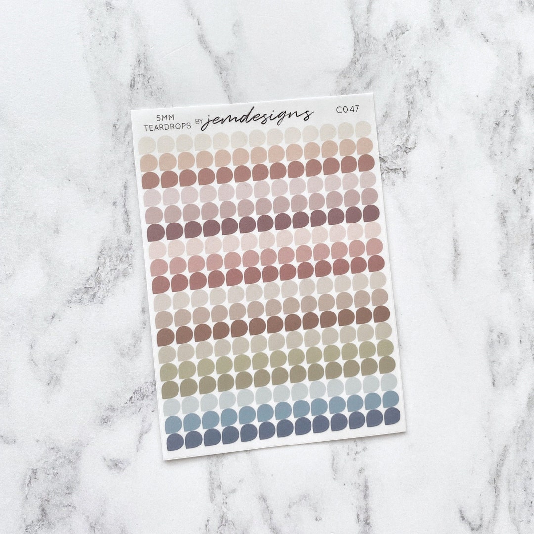 CLEAR 5mm Teardrops, Neutral Earth Tone Stickers, Mini Stickers ...