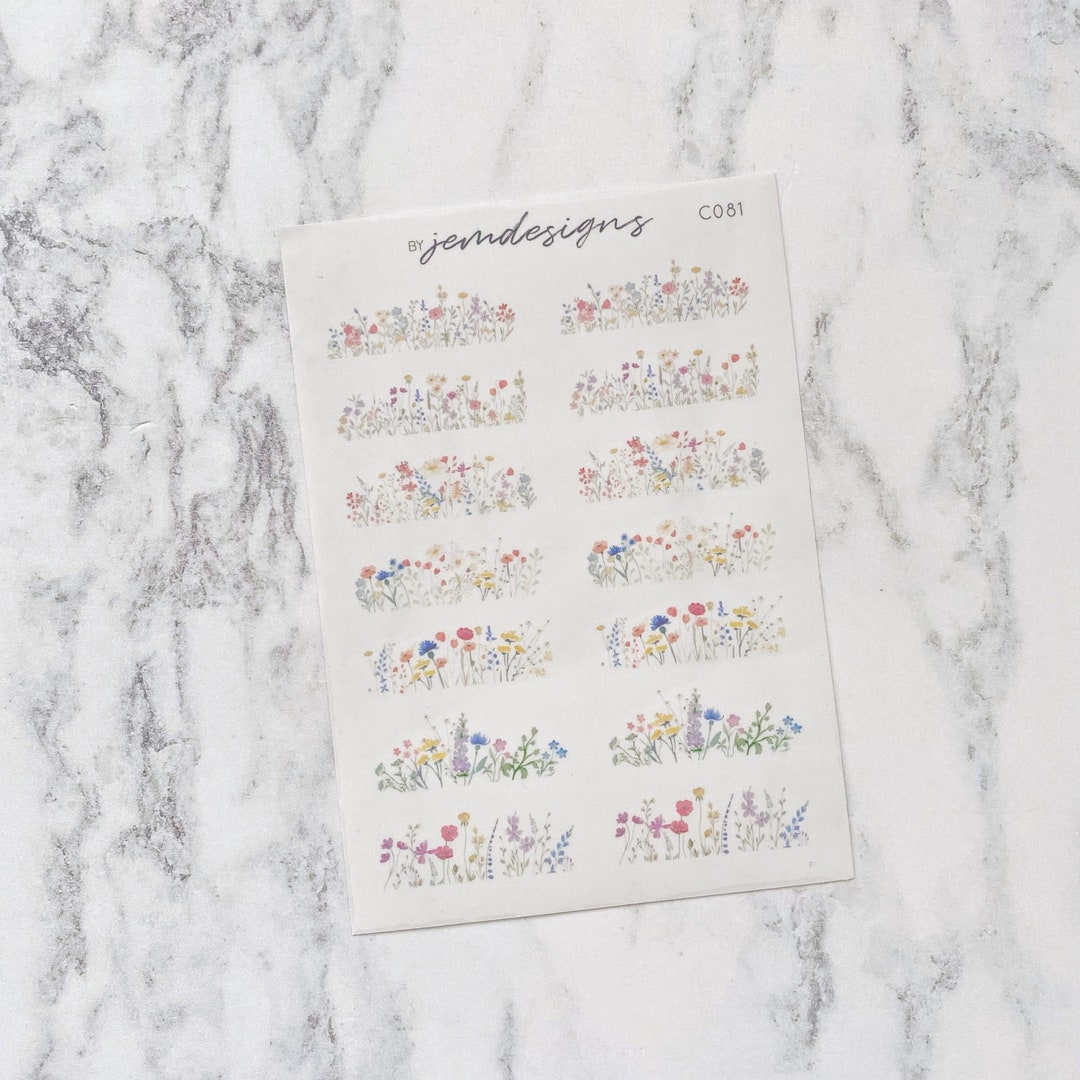 CLEAR Wildflower Border Dividers, Mini Quarter Sheet, Deco Sticker ...