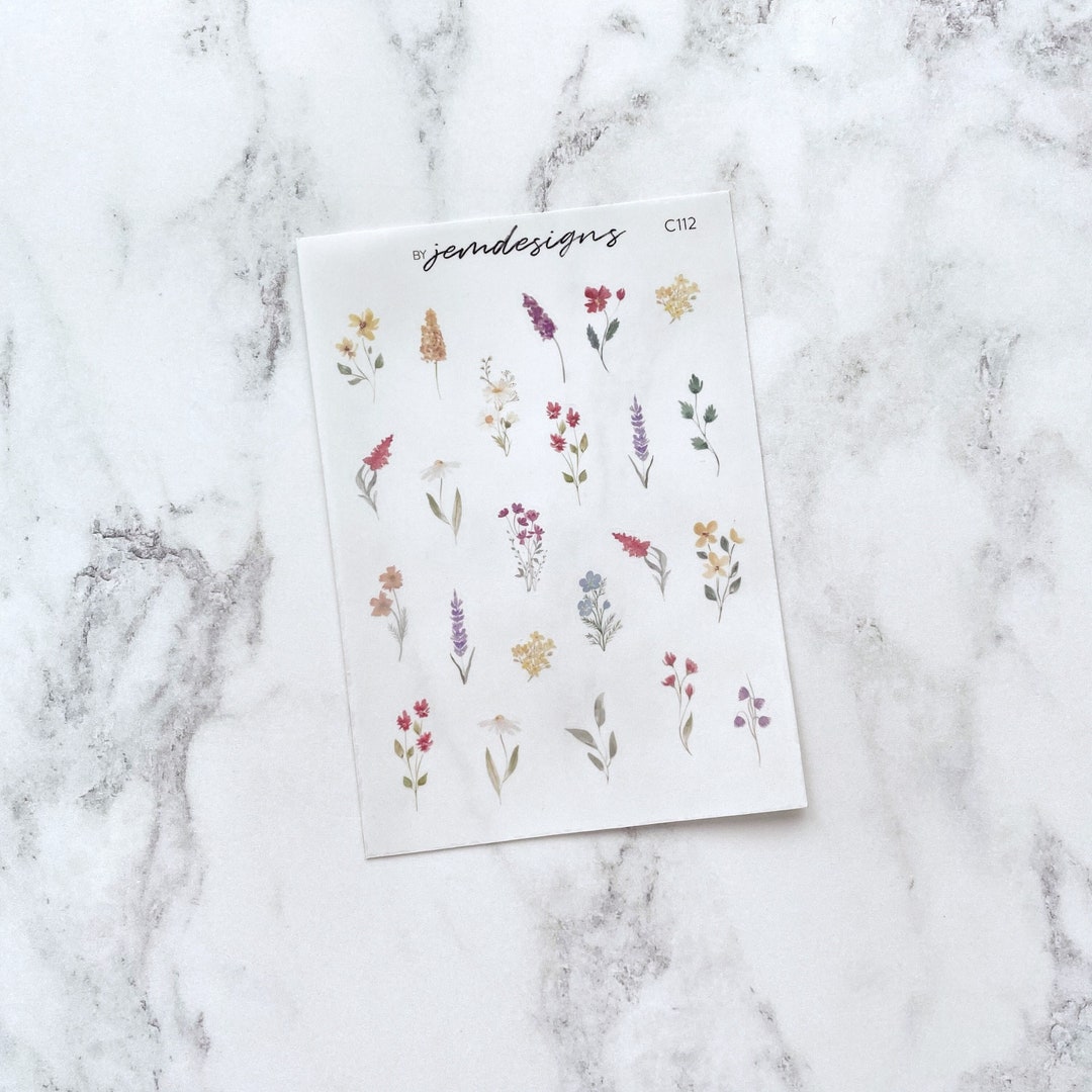 CLEAR Wildflower Stickers, Transparent Floral Decorative Mini Planner ...