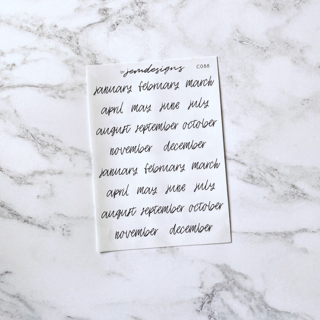 CLEAR Script Month Stickers, Mini Sheet, Functional Planner Stickers, Monthly Planner Stickers ...