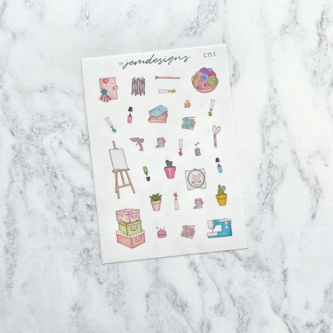 CLEAR Arts & Crafts Deco Stickers, Transparent Crafting Themed Planner ...