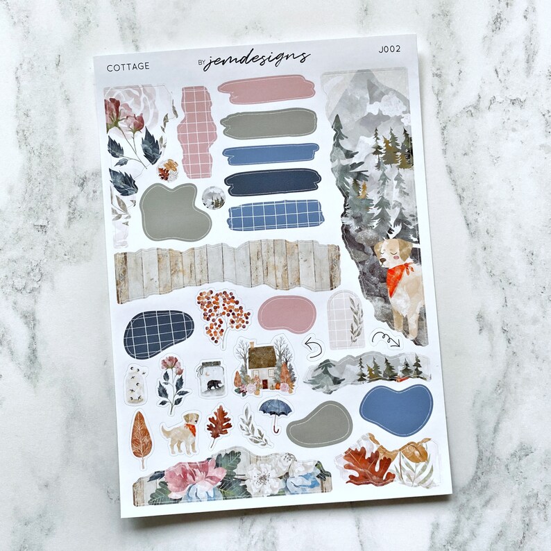 Cottage JOURNAL Sticker Kit, One Page Journaling Planner Stickers ...