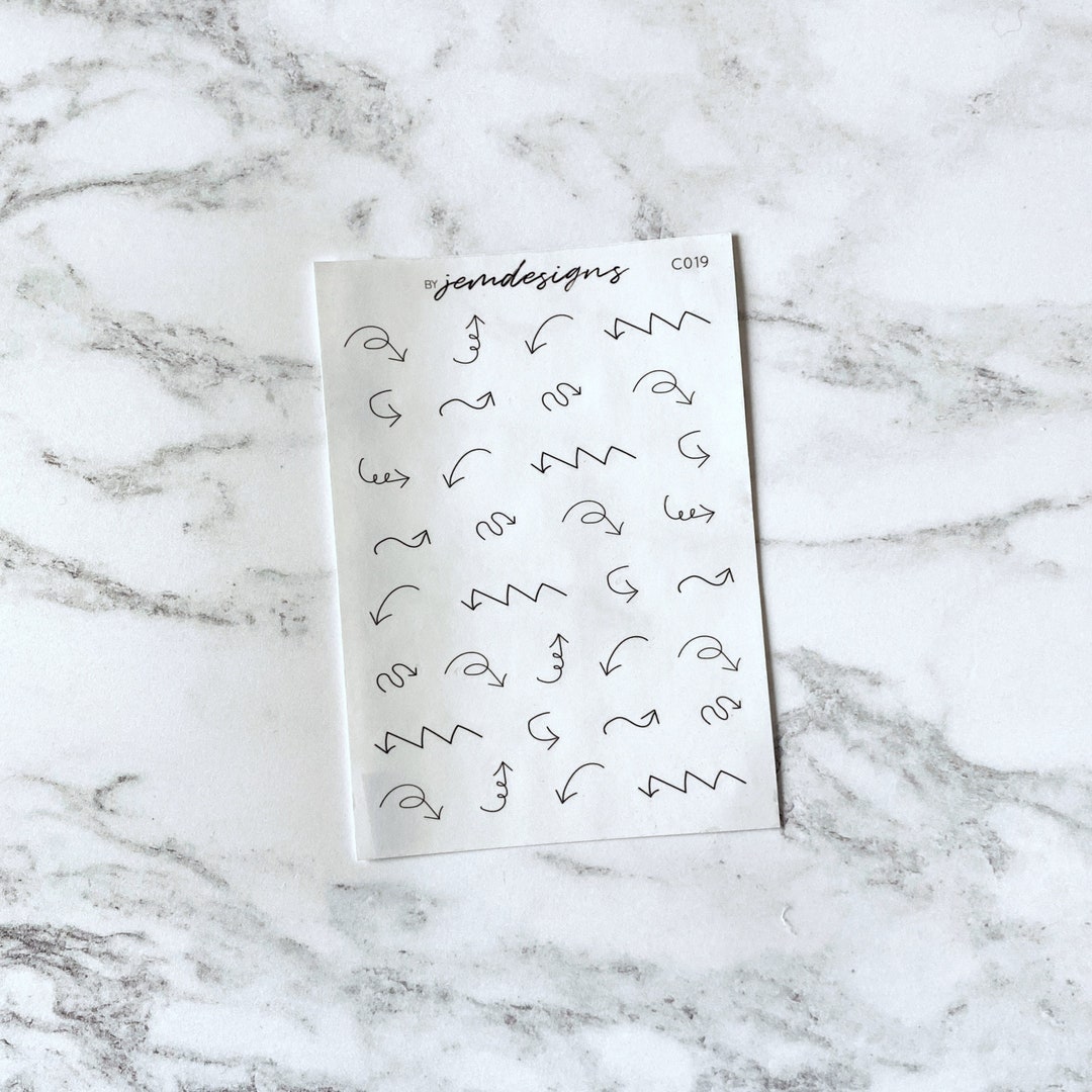 CLEAR Arrow Stickers Doodle Arrows Mini Sheet Functional - Etsy