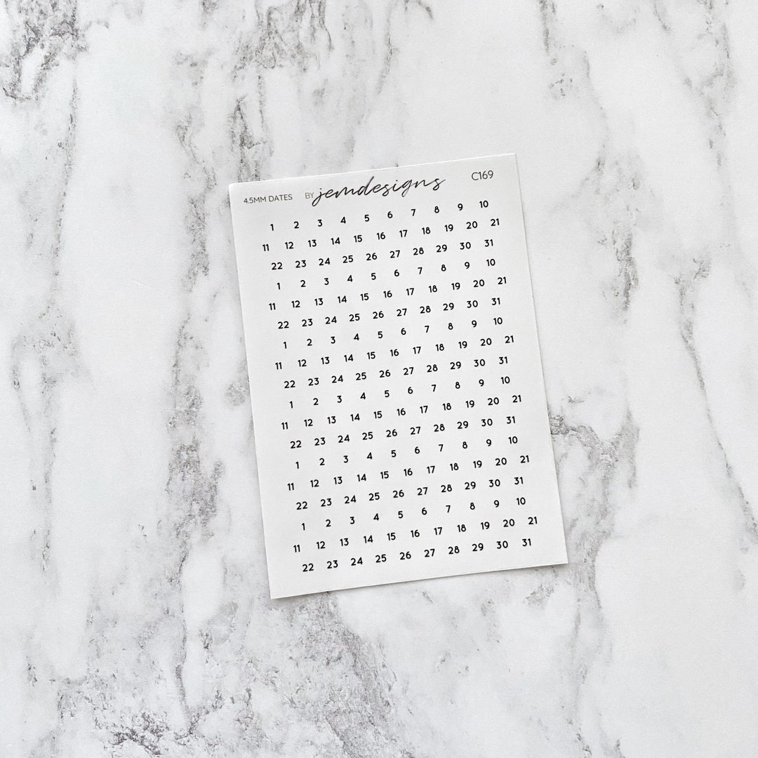 CLEAR 4.5mm Date Dots, Mini Transparent Planner Stickers, 6 Months of ...