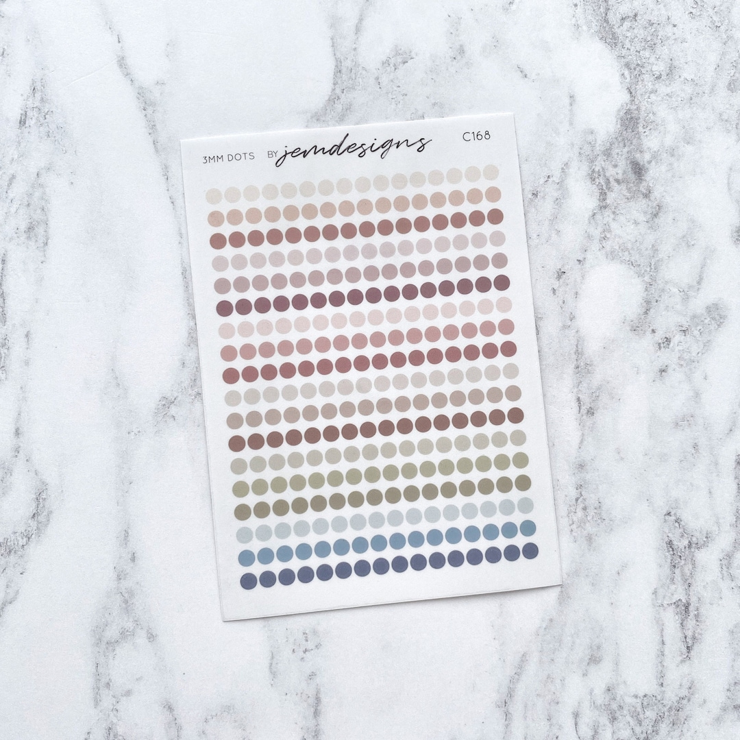 CLEAR 3mm Micro Dots, Neutral Earth Tone Stickers, Tiny Stickers ...