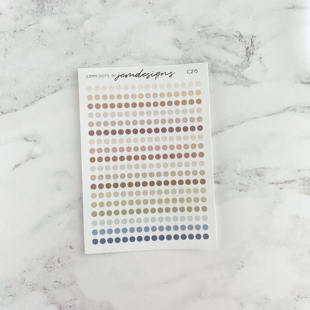 CLEAR 2.5mm Micro Dots, Neutral Earth Tone Stickers, Mini Stickers ...