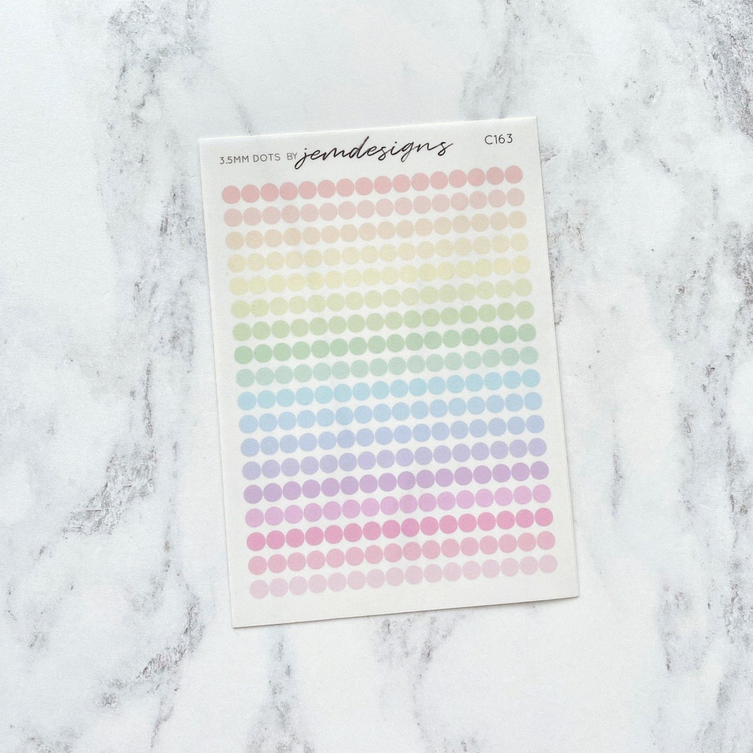 CLEAR 3.5mm Micro Dots, Pastel Rainbow Stickers, Tiny Mini Stickers ...