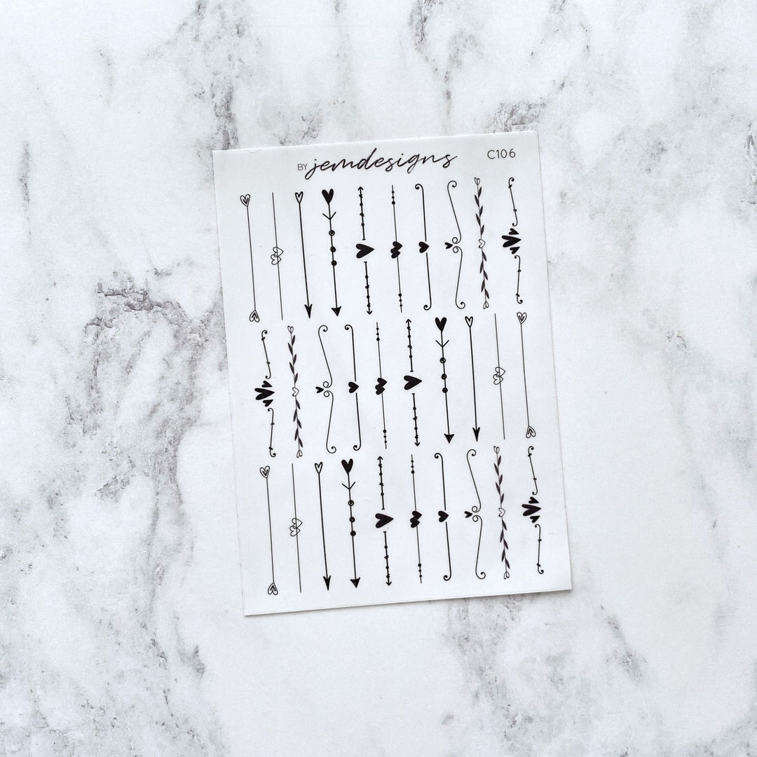 CLEAR Heart Text Divider Stickers, Transparent Decorative Planner ...