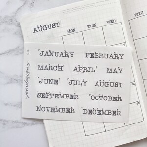 CLEAR Month Stamp Typewriter Font Stickers, Transparent Functional ...